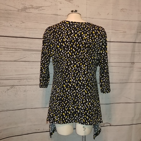 Chaus | Tops | Chaus Tunic Top Black With Yellow Polka Dot | Poshmark